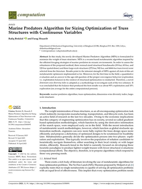 Marine Predators Algorithm For Sizing Optimization Of Truss Structures With Continuous Variables