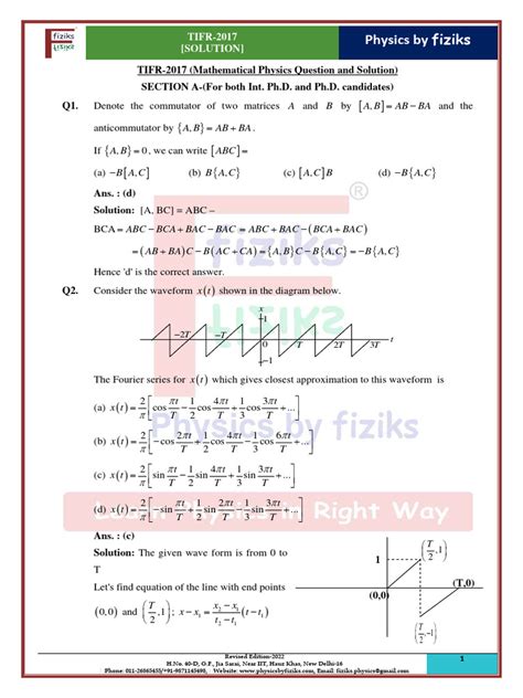 Tifr Question With Solution 2017 Pdf Eigenvalues And Eigenvectors