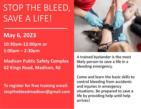 May 6 Stop The Bleed Emergency Bleeding Control Training Madison Nj Patch
