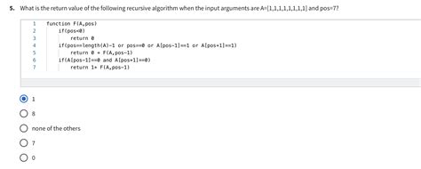 solved what is the return value of the following recursive