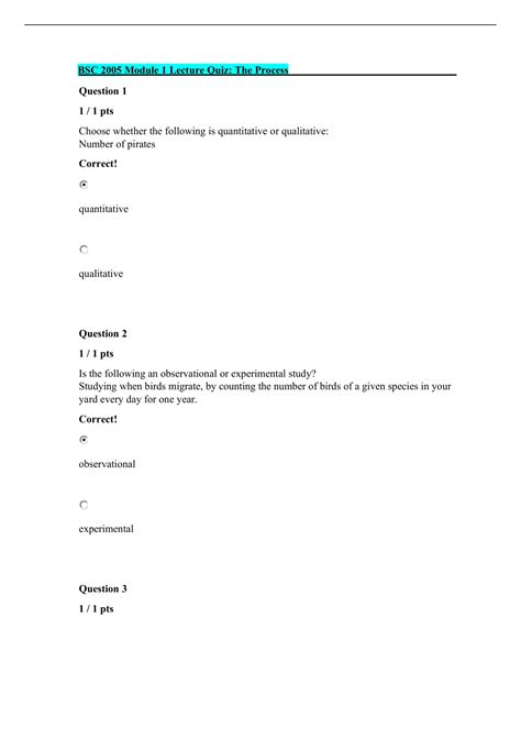 BSC Module Lecture Quiz The Process BSC Stuvia US