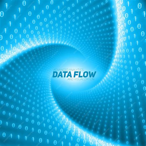 Free Vector Vector Data Flow Visualization Blue Flow Of Big Data As Binary Numbers Strings