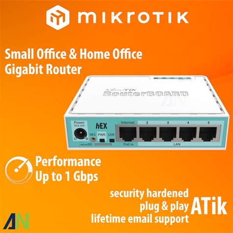 ATiK Plug Play MikroTik Router HEX With Security Hardened Firewall VPN And UK 3 Pin Plug