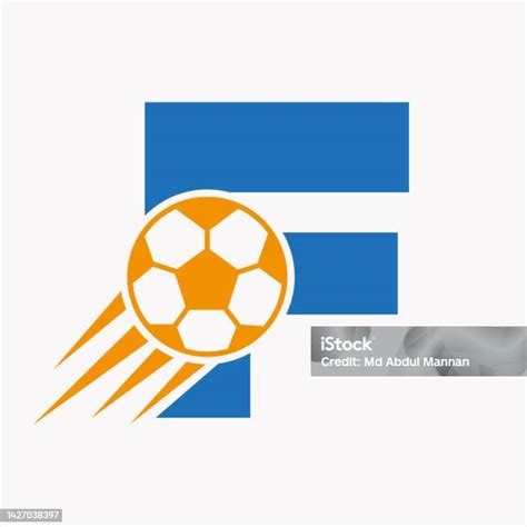 초기 편지 F 축구 로고 개념 움직이는 축구 아이콘 축구 로고 타입 기호 벡터 템플릿 Championship에 대한 스톡 벡터 아트 및 기타 이미지