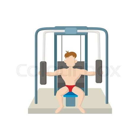 Naked Man Training Muscles On Gym Stock Vector Colourbox