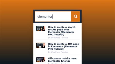 elementor live search results wp roads
