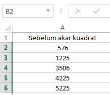 Variasi Rumus Akar Kuadrat Pada Microsoft Excel