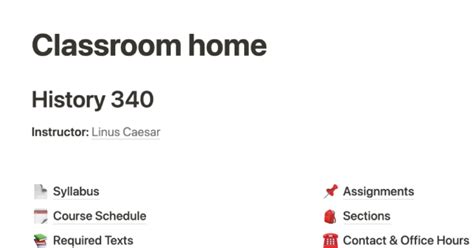 Free Classroom Home Notion Template For Teachers