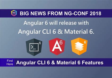 big news angular 6 will release with angular cli 6 and material 6 find