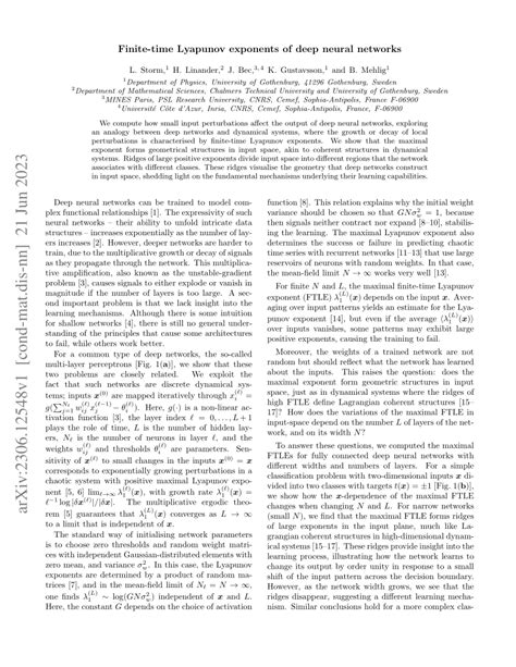 pdf finite time lyapunov exponents of deep neural networks