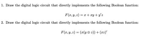 Solved 1 Draw The Digital Logic Circuit That Directly
