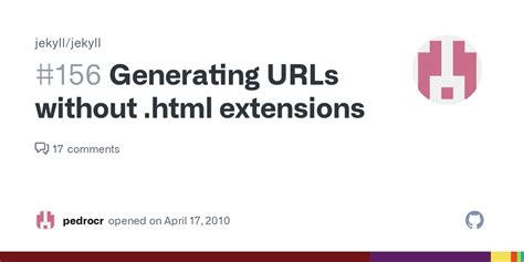 Generating Urls Without Html Extensions · Issue 156 · Jekylljekyll · Github