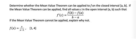 Solved Determine Whether The Mean Value Theorem Can Be Chegg Com