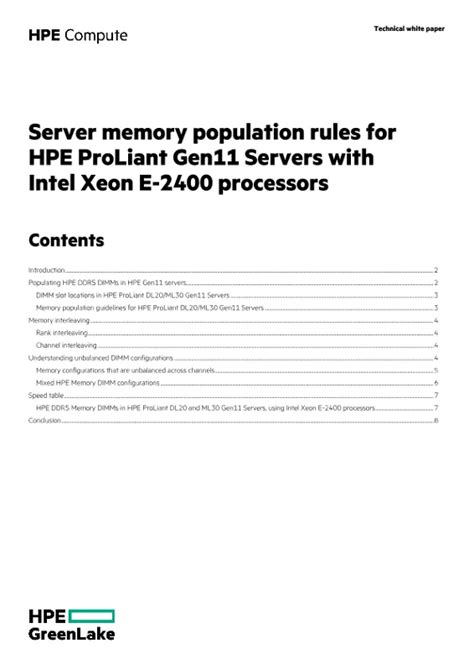 Server Memory Population Rules For Hpe Proliant Gen11 Servers With