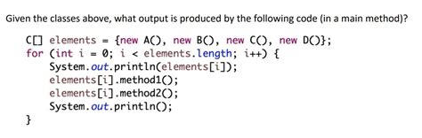 Solved Question 1 Assume That The Following Classes Have