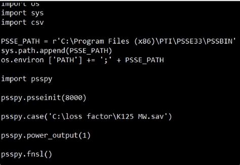 Execution Of Python Program Scripts To Automate Psse Simulations