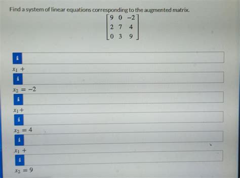 solved find a system of linear equations corresponding to the