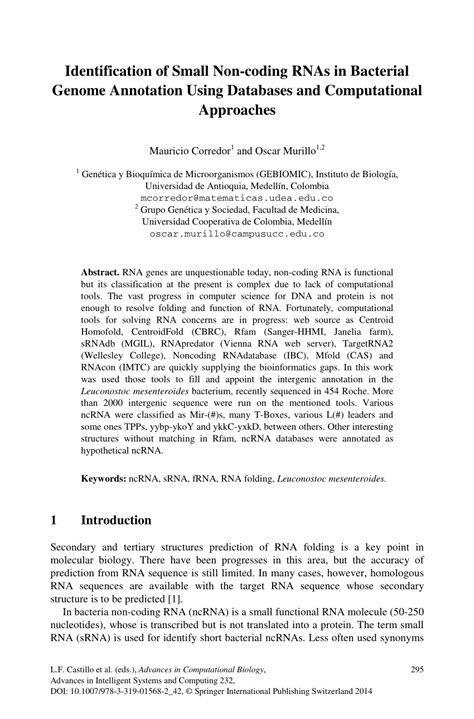 Pdf Identification Of Small Non Coding Rnas In Bacterial Genome