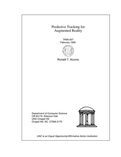 Pdf Predictive Tracking For Augmented Reality