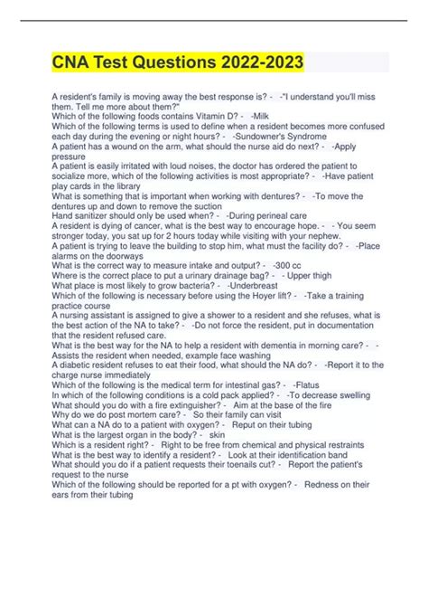 Prometric CNA Exam 1 Questions And Answers Verified 100 Bundled Exam Document Stuvia US