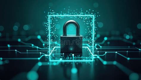 Futuristic Illustration Of Cybersecurity Padlock Stands On Digital Network Cybersecurity Data