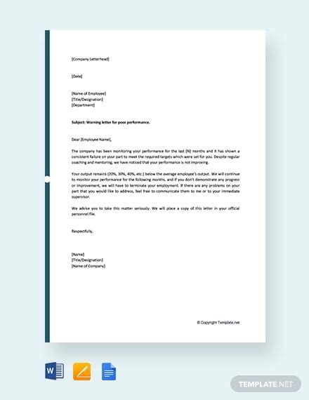 10 Performance Warning Letter Template 7 Free Word PDF Format Download