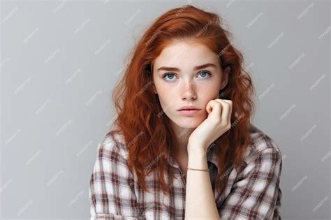 Premium Photo Thoughtful And Curious Cute Redhead Teenage Girl