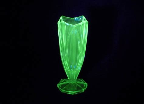 Art Deco Uranium Glass Small Vase Elegant Shape Decorativevintage