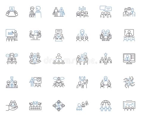 Summit Team Line Icons Collection Collaboration Synergy Trust Unity Teamwork Strategy