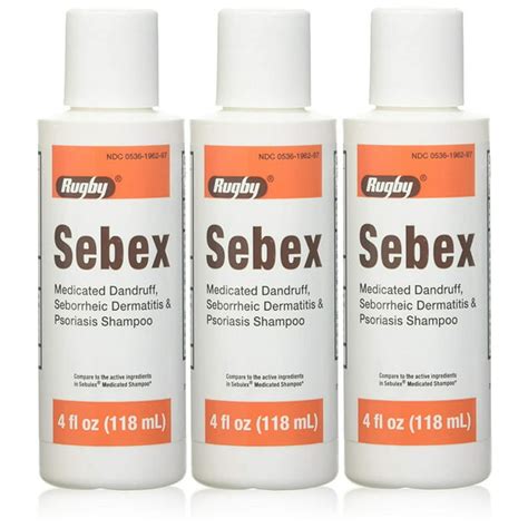 Rugby Sebex Liquid Medicated Dandruff Shampoo 4 Oz 3 Pack