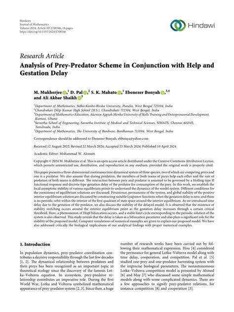 Pdf Analysis Of Prey Predator Scheme In Conjunction With Help And Gestation Delay