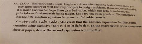 Solved CLO Boolean Comb Logic Engineers Do Not Chegg Com