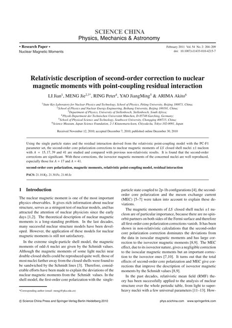 Pdf Relativistic Description Of Second Order Correction To Nuclear Magnetic Moments With Point