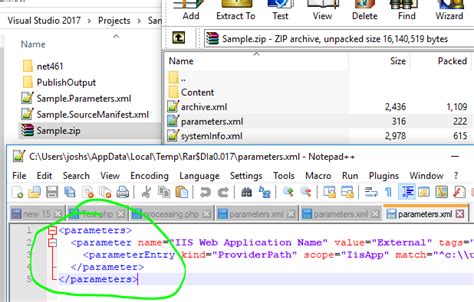 Msbuild How To Specify A Custom Parametersxml When Building A Web