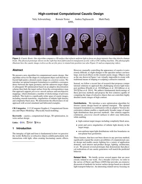 Pdf High Contrast Computational Caustic Design