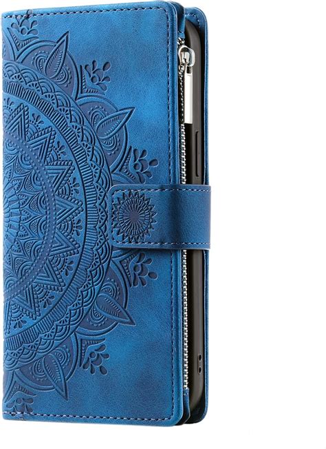 Blotech Zipper Flip Wallet For Oppo A58 4g Embossed Flowers Pu Leather