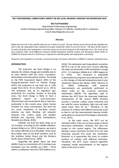 Pdf Wet Tropospheric Corrections Impact On Sea Level Anomaly Around The Indonesian Seas