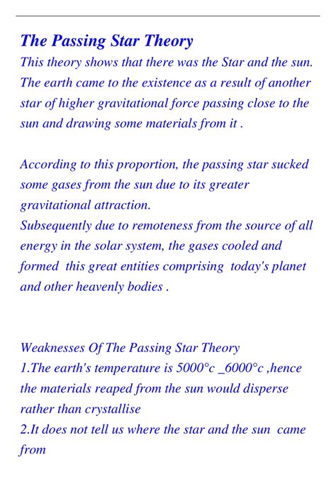 Described The Origin Of The Earth The Passing Star Theory Geo110