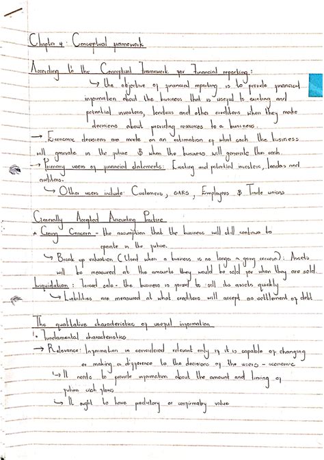 Summary Conceptual Framework Inventory And Manufacturing Notes For Bcom Accounting Science 1st