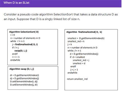 solved when d is an slist consider a pseudo code algorithm