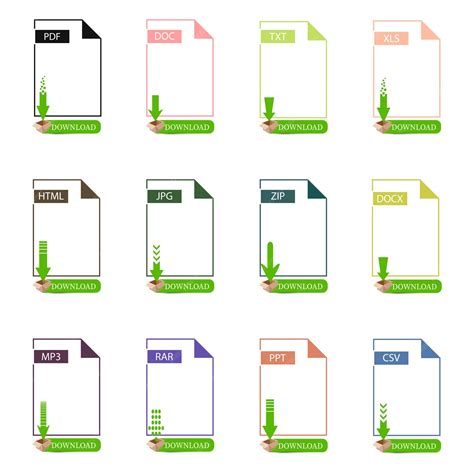 Premium Vector Vector File Extensions Icons Set Docx Html  Zip Csv