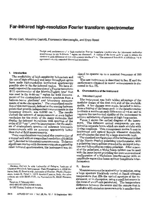 Pdf Far Infrared High Resolution Fourier Transform Spectrometer