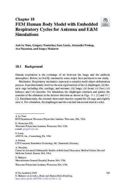 Pdf Fem Human Body Model With Embedded Respiratory Cycles For Antenna And E Simulations