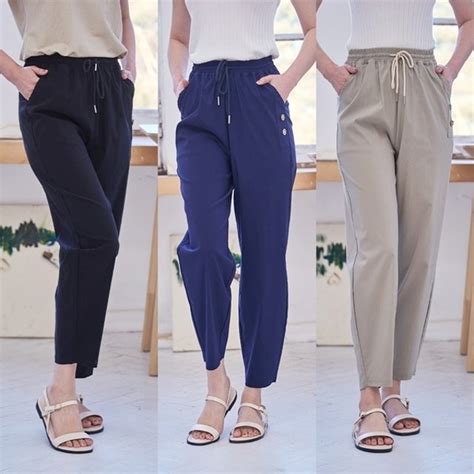 이너스유 여자 배기팬츠 밴딩 인견 쿨링 여름바지 이지웨어p338001879