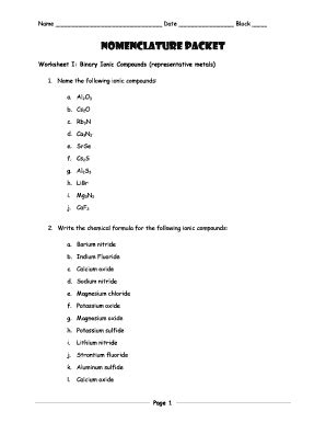 Forming And Naming Binary Ionic Compounds Fill And Sign