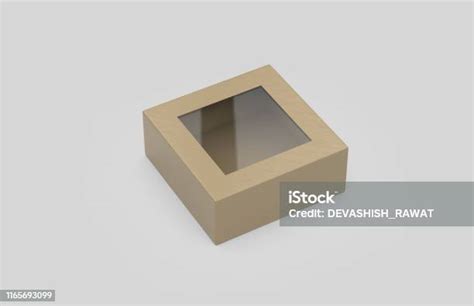 빈 골판지 는 샌드위치 음식 선물 장난감 소프트웨어 및 플라스틱 창이있는 다른 제품을위한 종이 상자 포장을 가져 가며 고립 된 흰색 배경에 템플릿을 조롱하고 3d