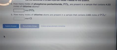 Solved A How Many Moles Of Phosphorus Pentachloride PCl Chegg Com