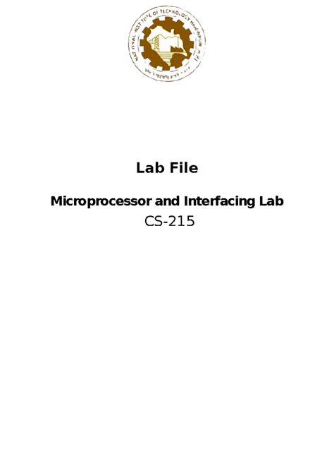 Microprocessor Lab All Experiments Microprocessor And Interfacing Lab Cs Lab File Exp