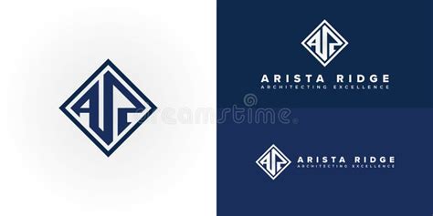 A Striking Blue Square Frame Elegantly Encloses The Initials A And R Logo Stock Vector