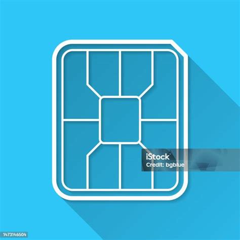 나노 Sim 카드 파란색 배경에 아이콘 긴 그림자가 있는 평면 디자인 3차원 형태에 대한 스톡 벡터 아트 및 기타 이미지 3차원 형태 Sim 카드 개념 Istock
